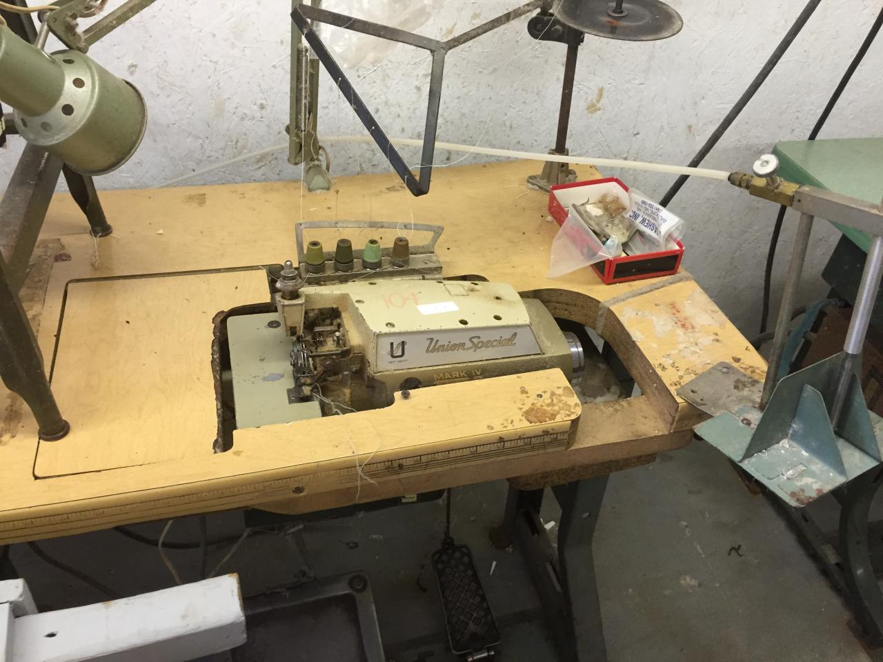 Lot #48: Union Special 2 Needle Mark IV 39500 Series with Table - WireBids